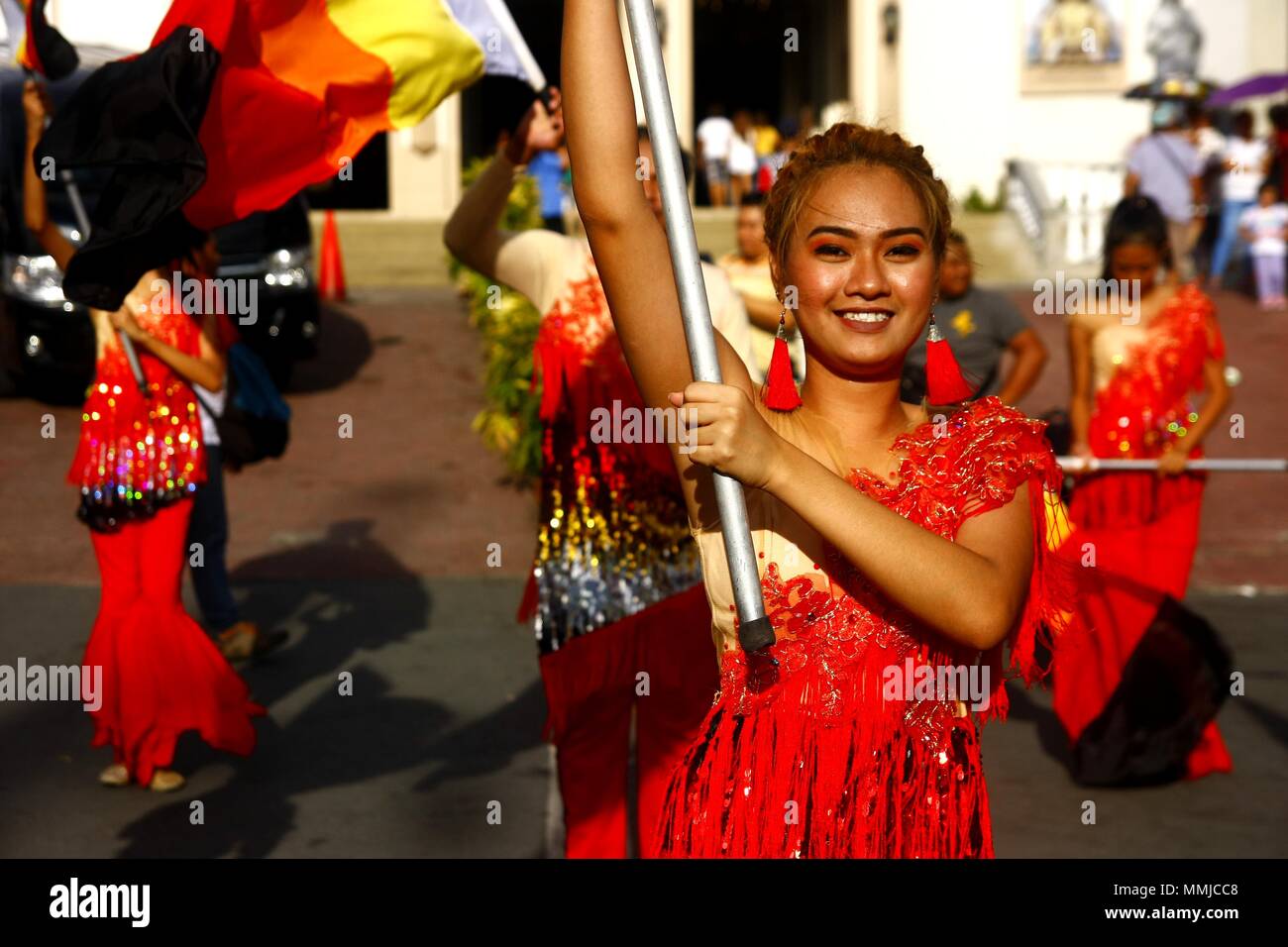 ANTIPOLO CITY, PHILIPPINES - MAY 1, 2018: Parade participants in their ...