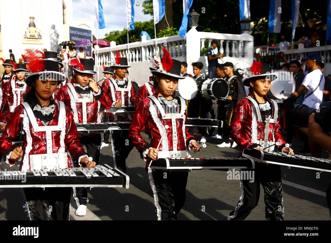 ANTIPOLO CITY, PHILIPPINES - MAY 1, 2018: Members of a marching band ...