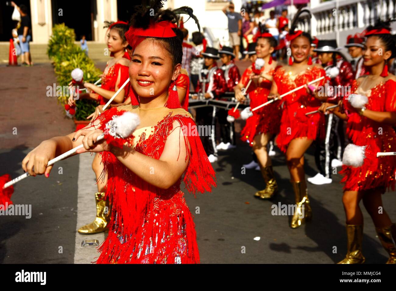 ANTIPOLO CITY, PHILIPPINES - MAY 1, 2018: Parade participants in their ...
