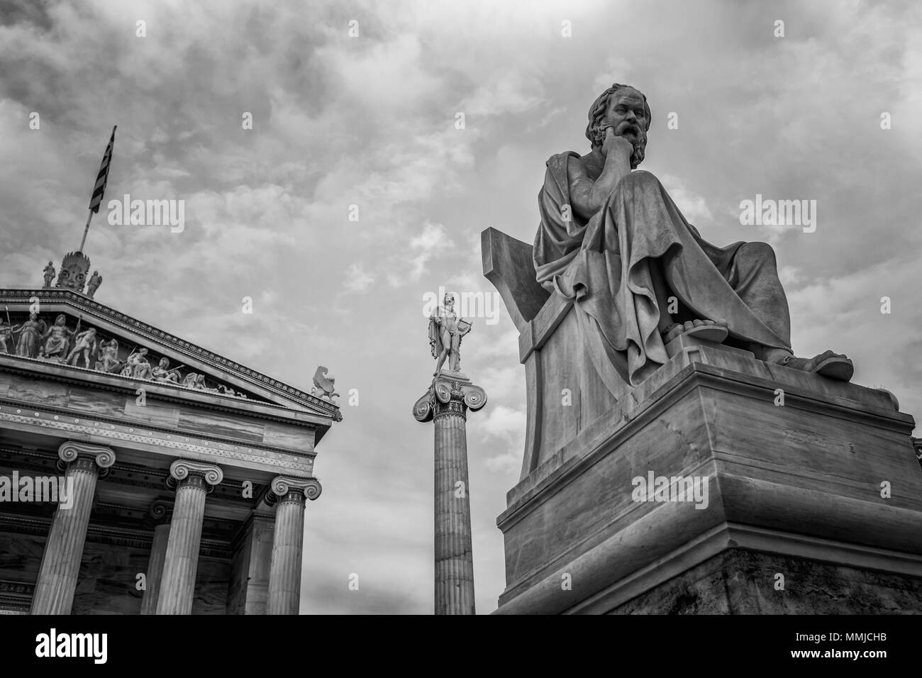 The academy of athens in athens Black and White Stock Photos & Images ...