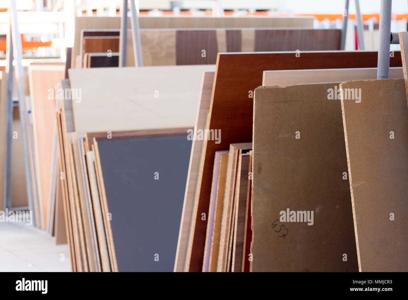 MDF, PARTICLE BOARD. Wood panels of different thicknesses and colors ...
