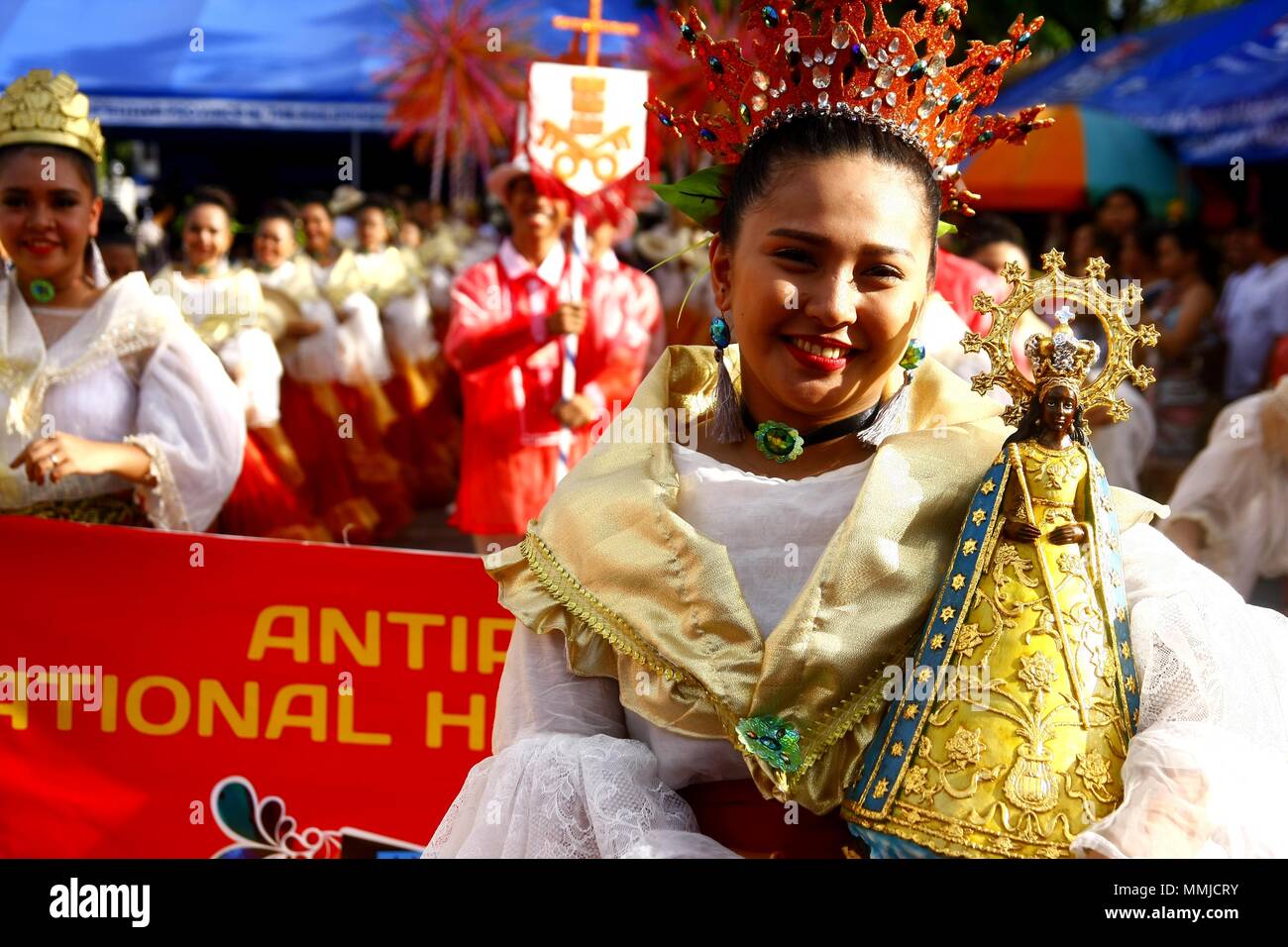 ANTIPOLO CITY, PHILIPPINES - MAY 1, 2018: Parade participants in their ...