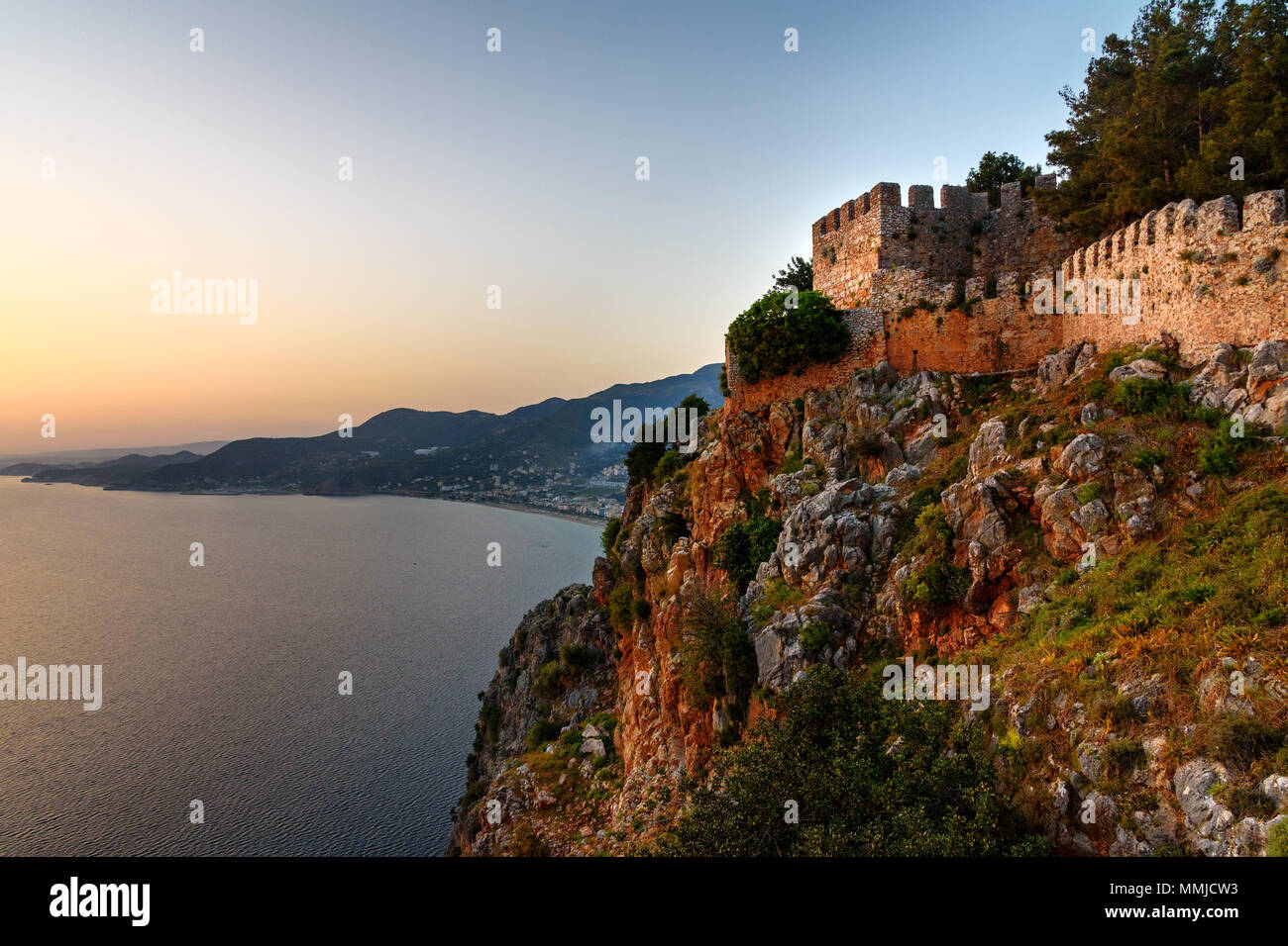 View of Alanya Castle on sunset. Alanya.Turkey Stock Photo - Alamy