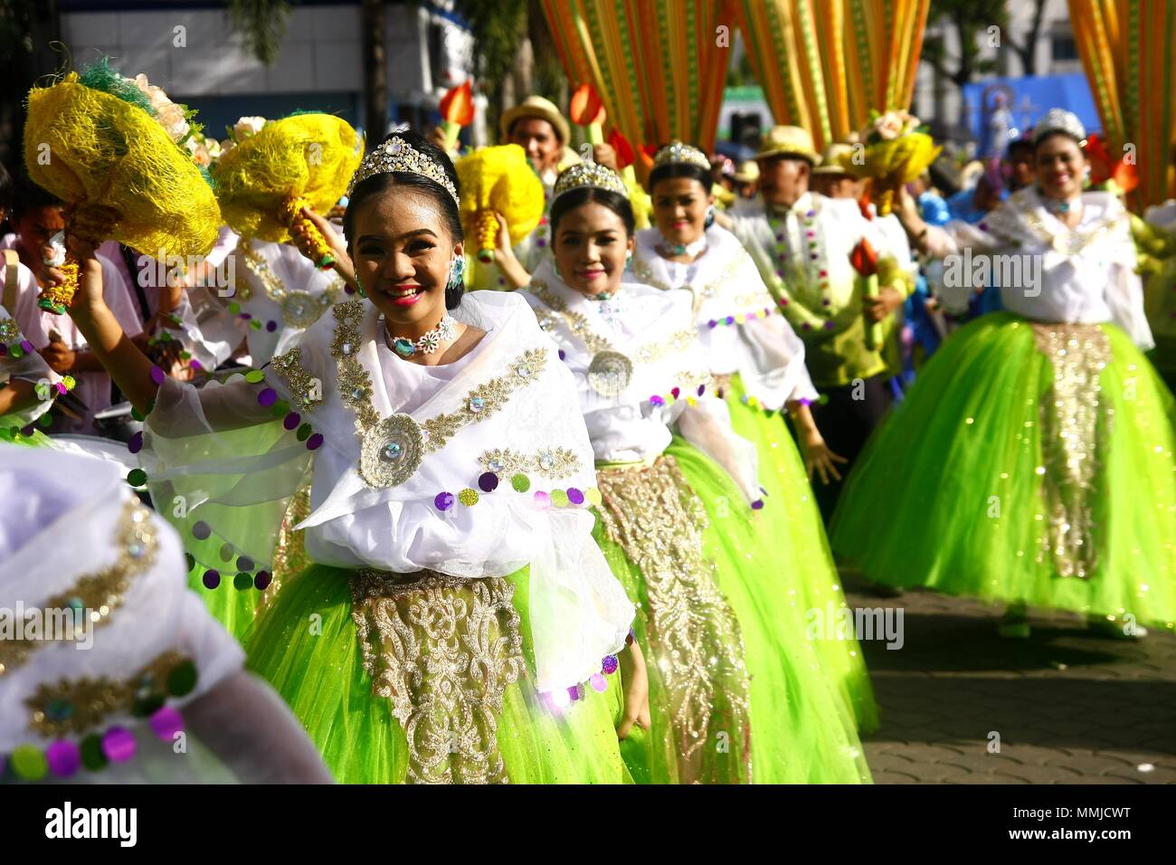 ANTIPOLO CITY, PHILIPPINES - MAY 1, 2018: Parade participants in their ...