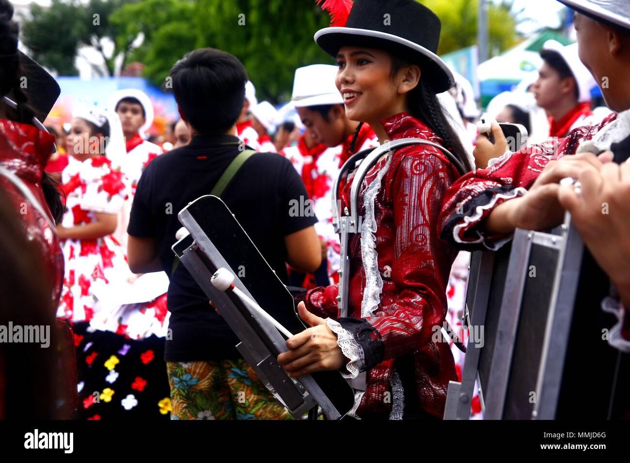 ANTIPOLO CITY, PHILIPPINES - MAY 1, 2018: Members of a marching band ...