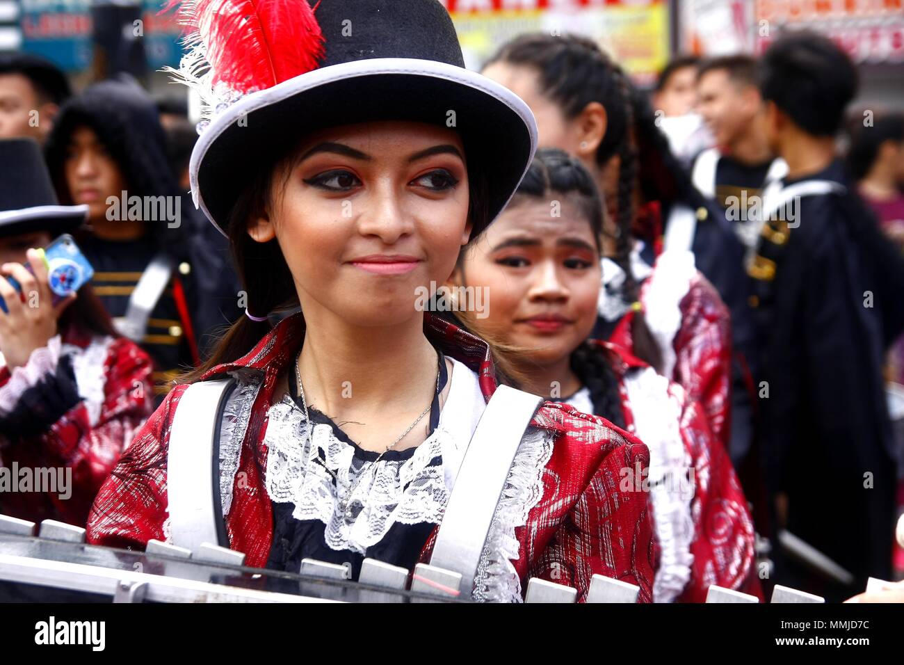 ANTIPOLO CITY, PHILIPPINES - MAY 1, 2018: Members of a marching band ...
