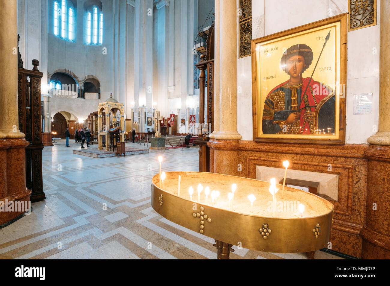 Tbilisi, Georgia - October 21, 2016: Interior Of The Holy Trinity ...