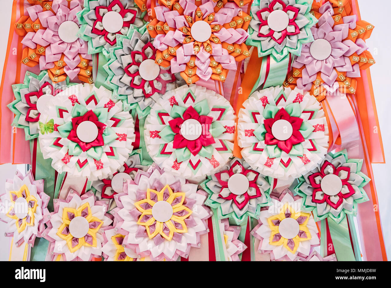 Different Ribbon Awards Badges For Winners In Competition Stock Photo ...