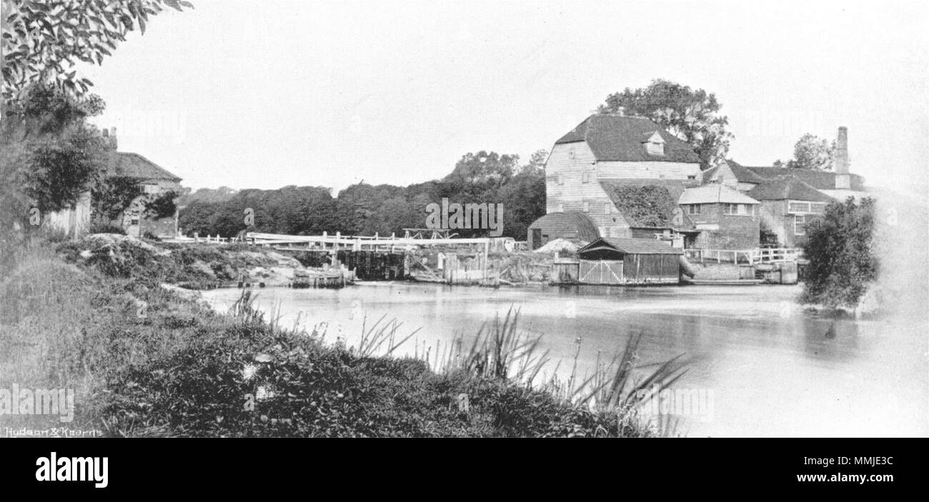 OXON. Shiplake Lock & Mills from below 1897 old antique vintage print ...