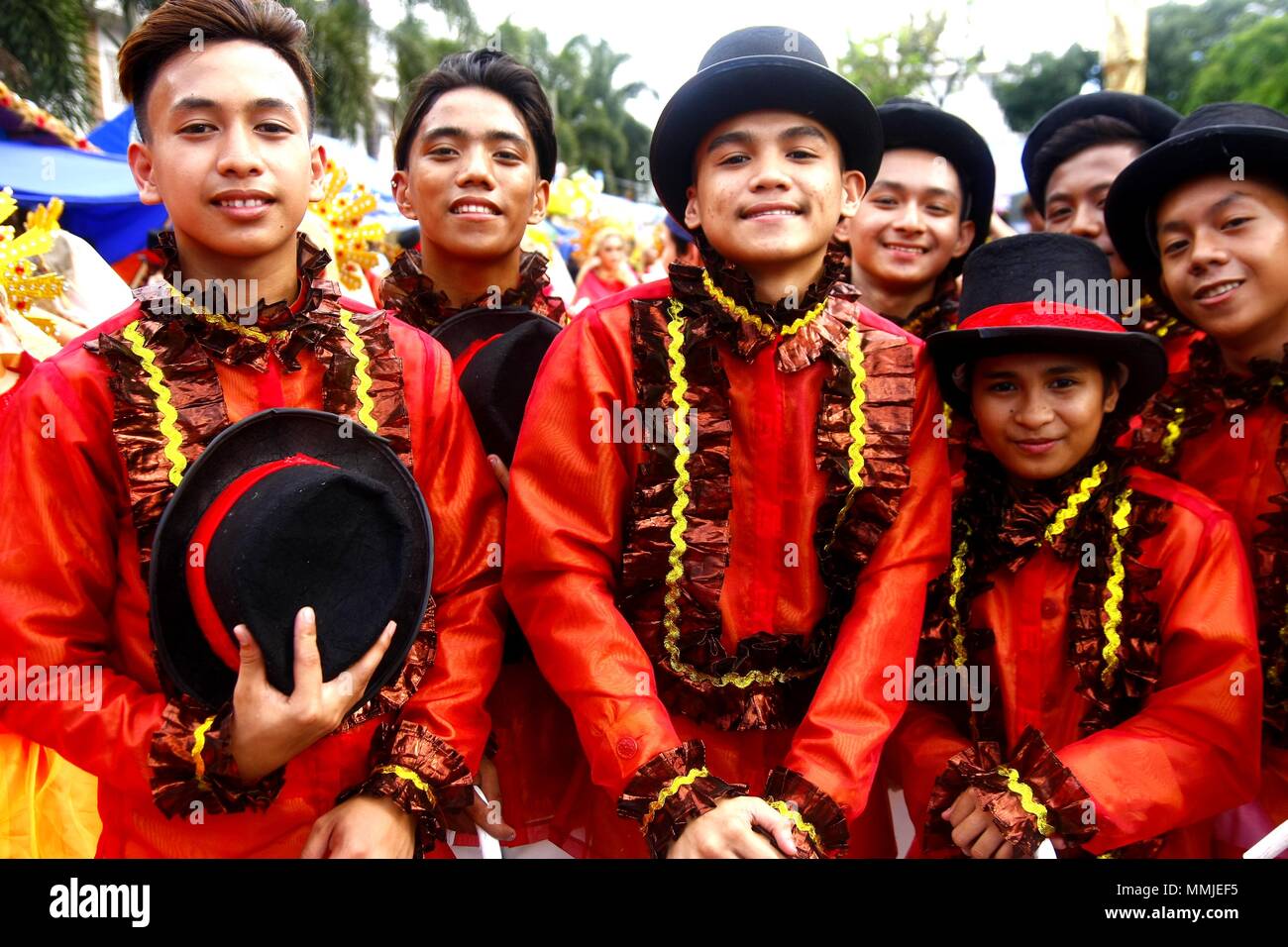 ANTIPOLO CITY, PHILIPPINES - MAY 1, 2018: Parade participants in their ...