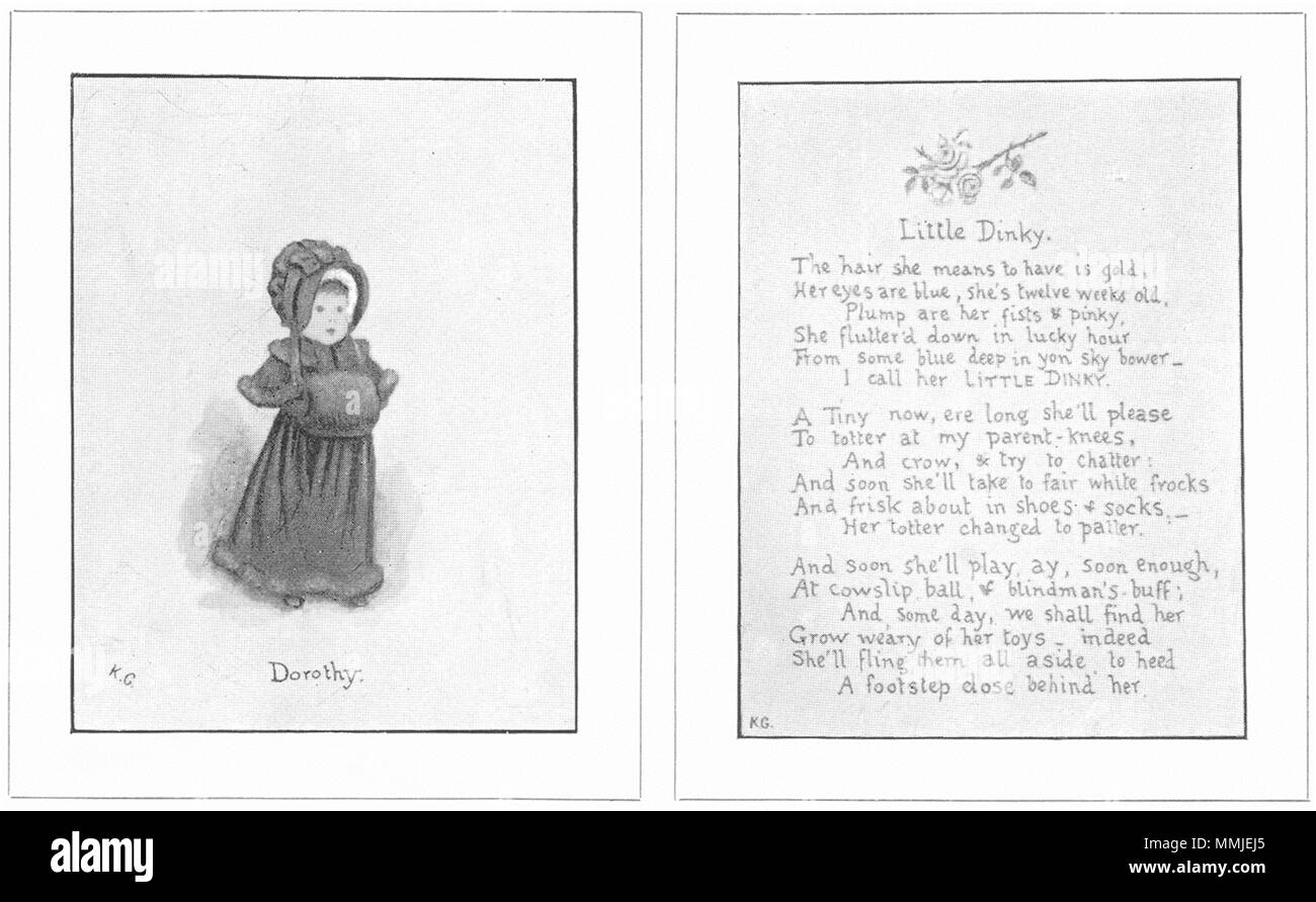 KATE GREENAWAY. Little Dinky 1905 old antique vintage print picture ...