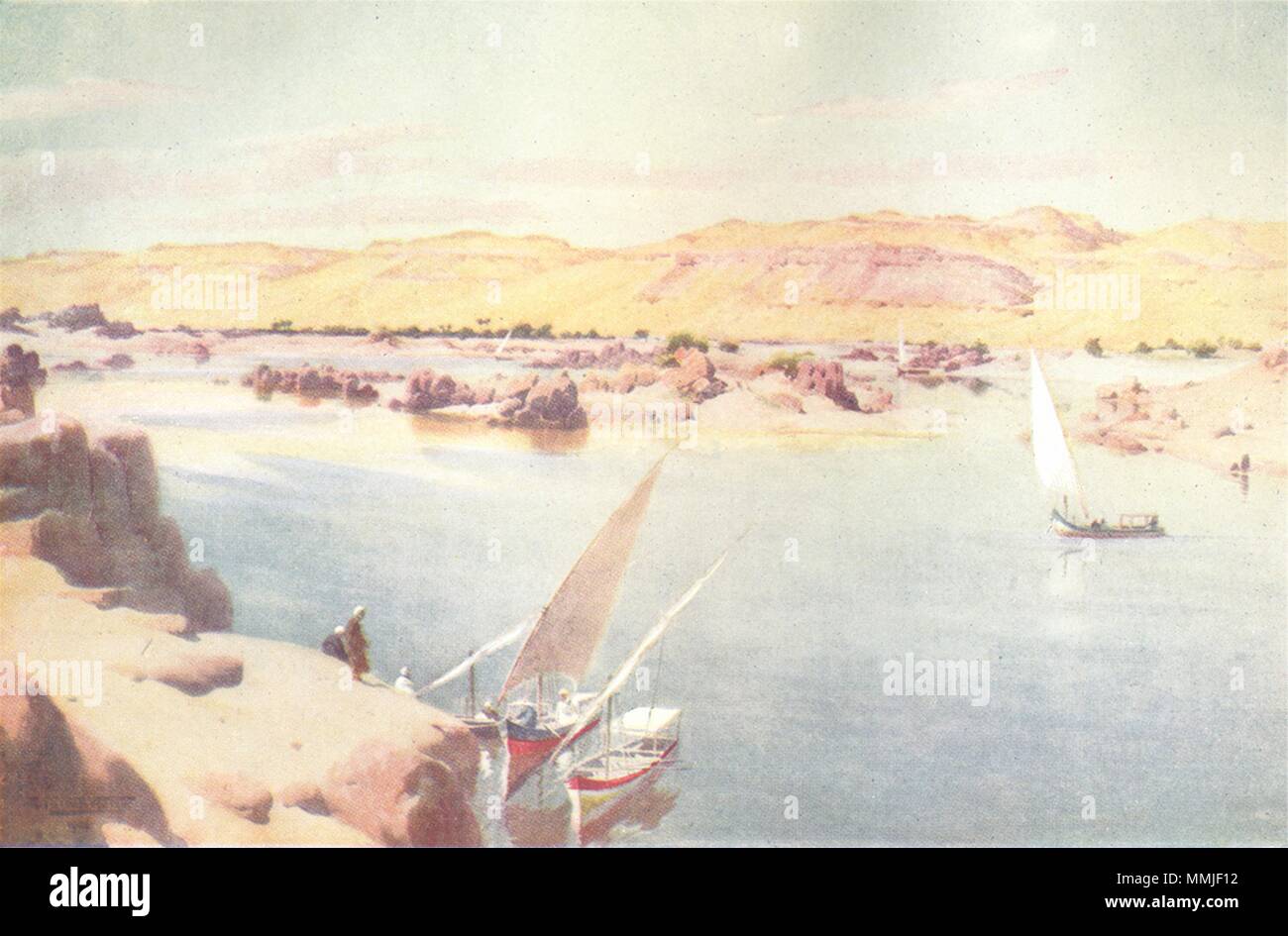 EGYPT. The first Cataract of the Nile 1912 old antique vintage print ...