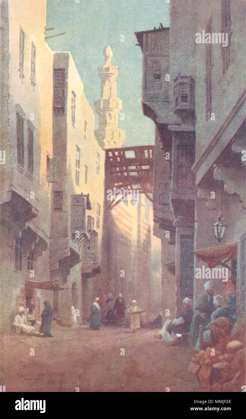 EGYPT. Sharia Bab-el-Wazir, Cairo 1912 old antique vintage print ...