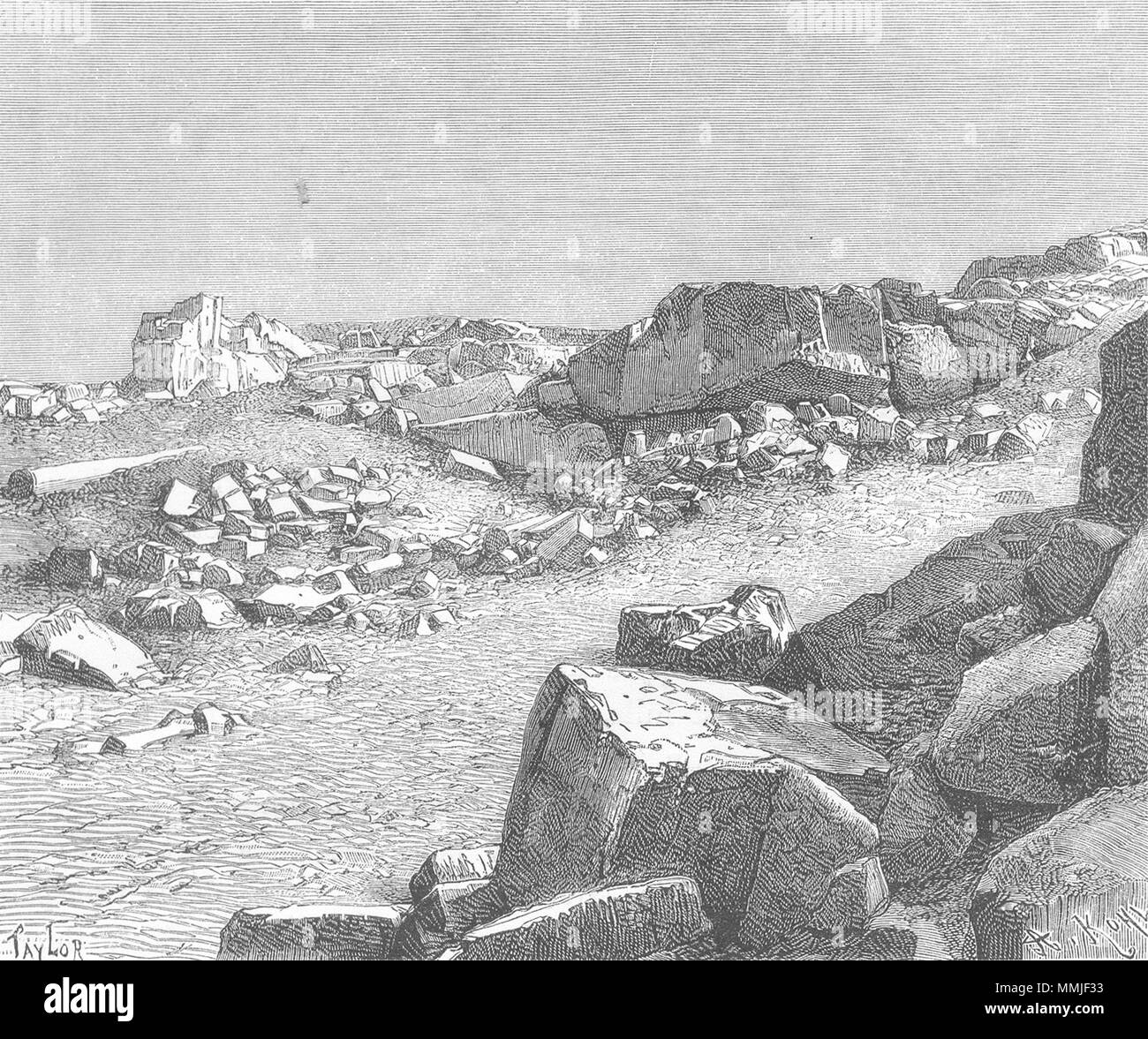 EGYPT. Aswan. Ancient Quarry, Abandoned c1885 old antique print picture ...