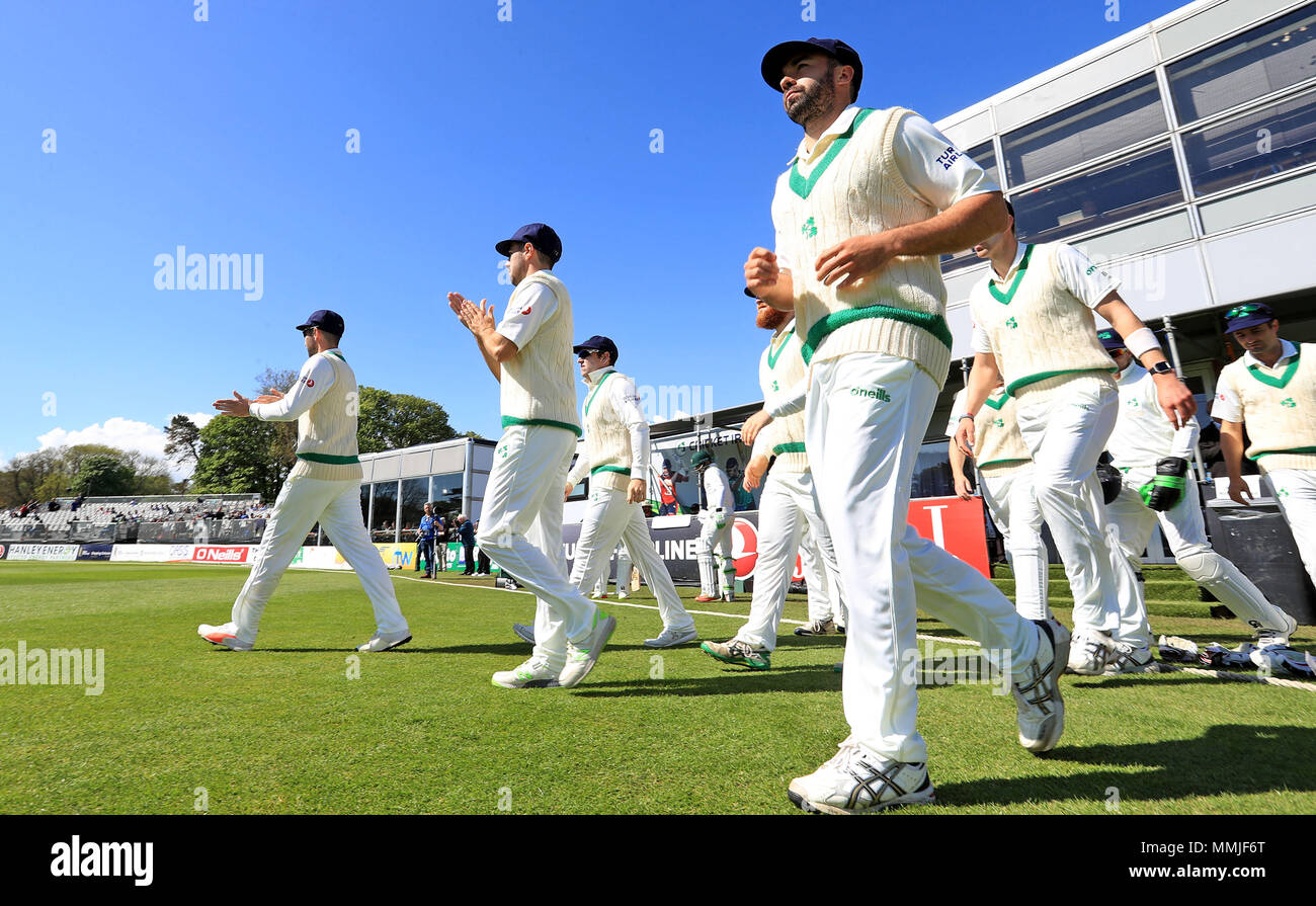 Ireland players make their way out on day two of the International Test ...