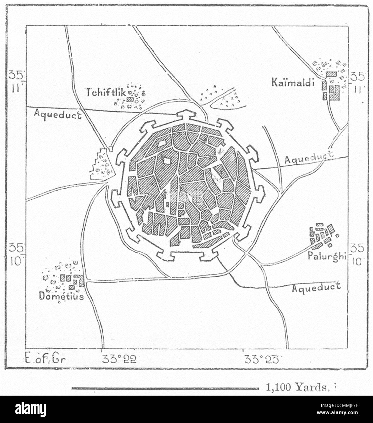 CYPRUS. Nicosia, sketch map c1885 old antique vintage plan chart Stock ...