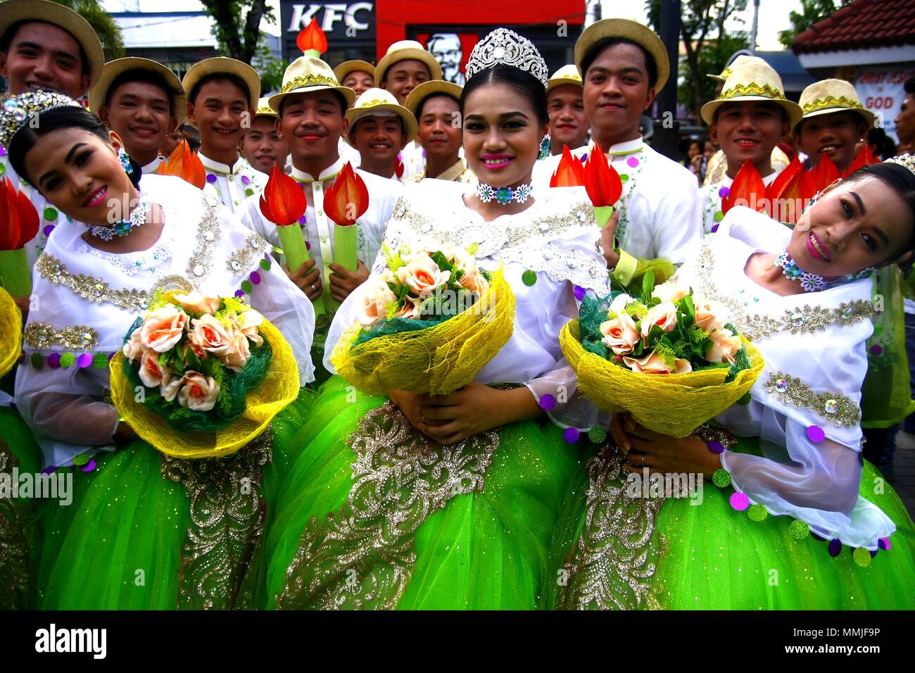 ANTIPOLO CITY, PHILIPPINES - MAY 1, 2018: Parade participants in their ...
