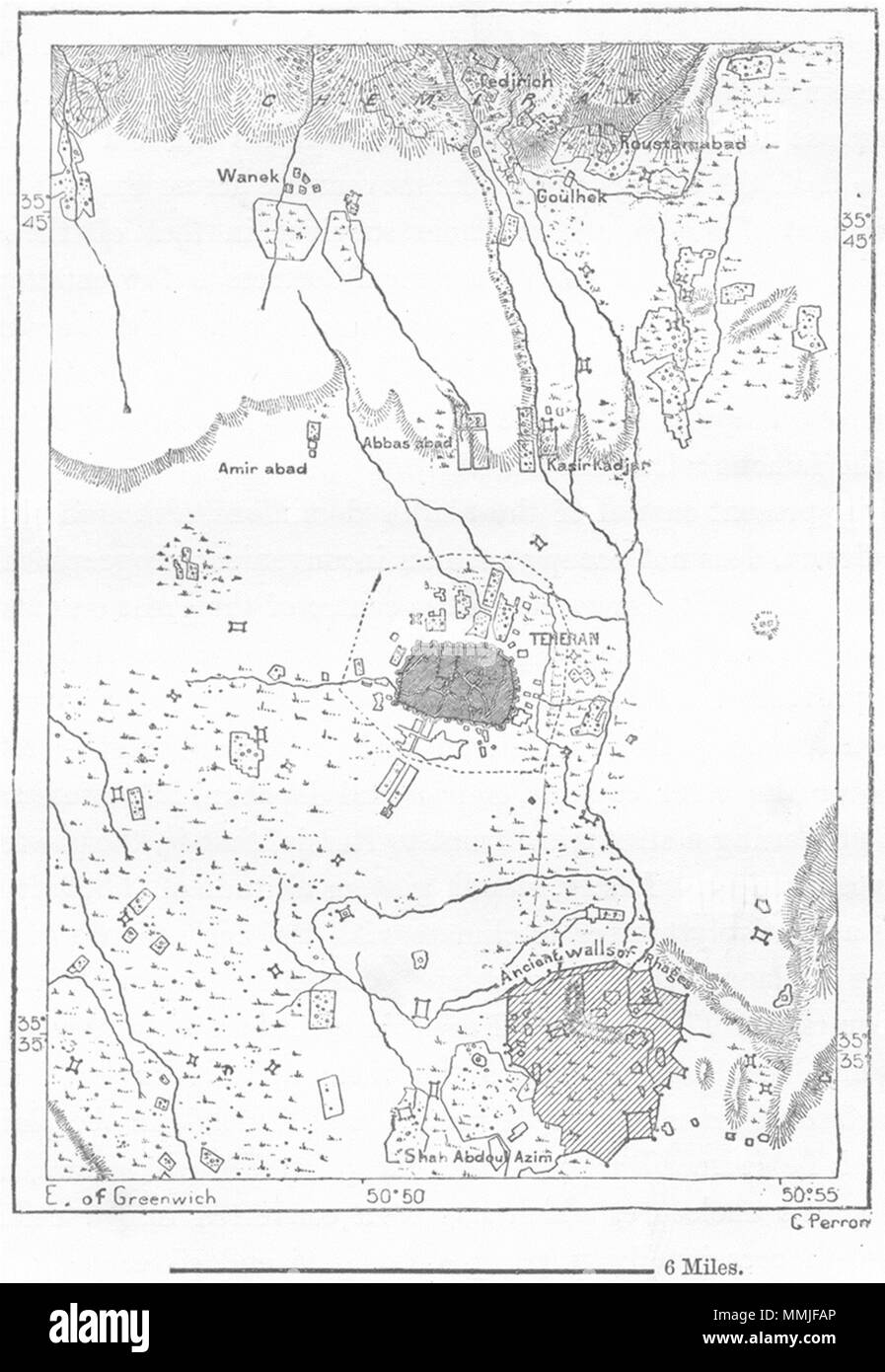 IRAN. Tehran, sketch map c1885 old antique vintage plan chart Stock ...