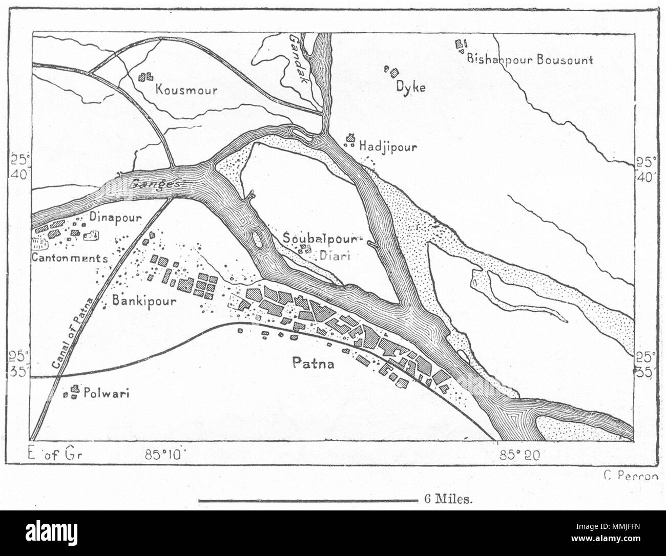 INDIA. Patna, sketch map c1885 old antique vintage plan chart Stock ...