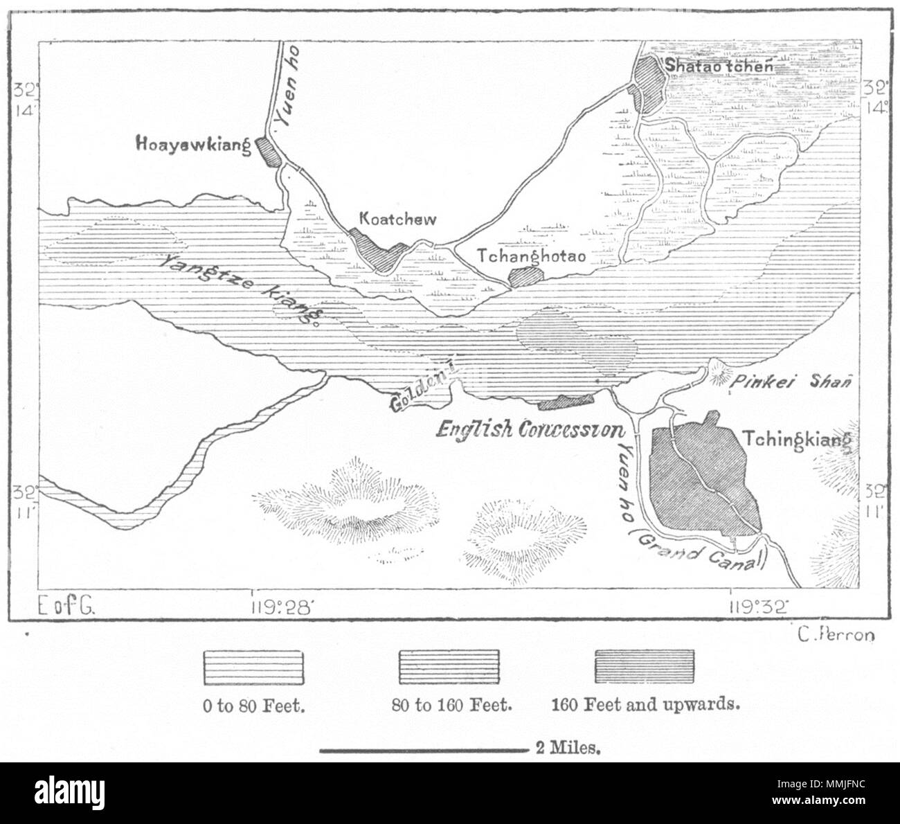 CHINA. Chingkiang, sketch map c1885 old antique vintage plan chart ...