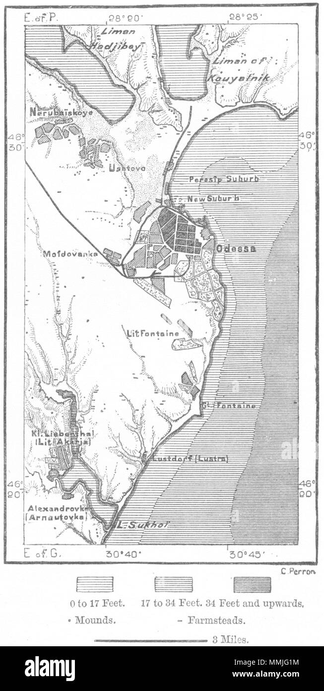 UKRAINE. Odessa, sketch map c1885 old antique vintage plan chart Stock ...