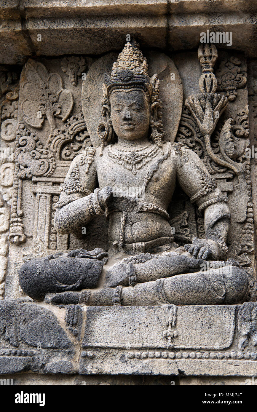 Stone carving of Devata Shiva temple Prambanan complex Central Java ...
