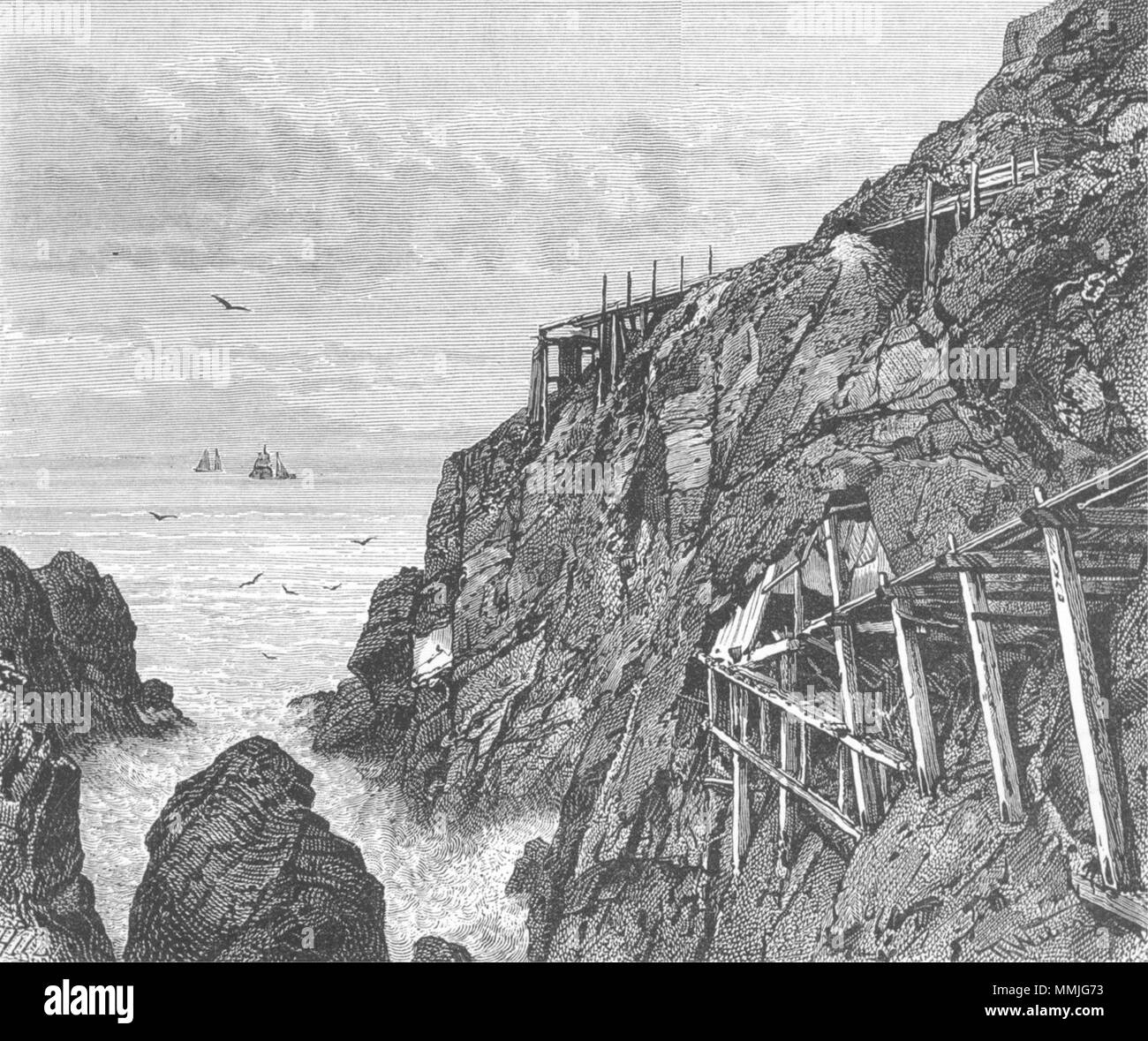CORNWALL. Botallack mine c1885 old antique vintage print picture Stock ...