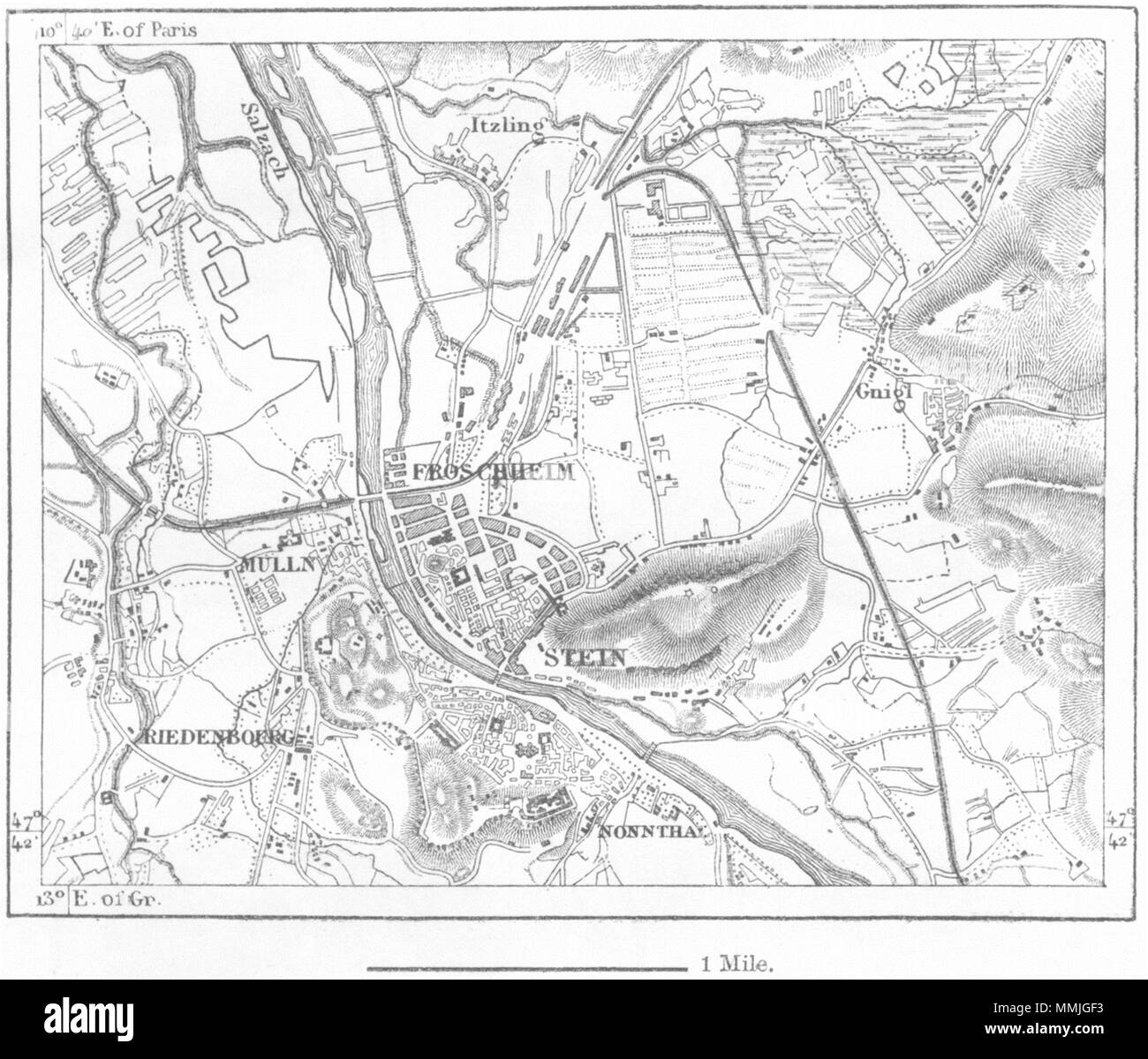 AUSTRIA. Salzburg, sketch map c1885 old antique vintage plan chart ...