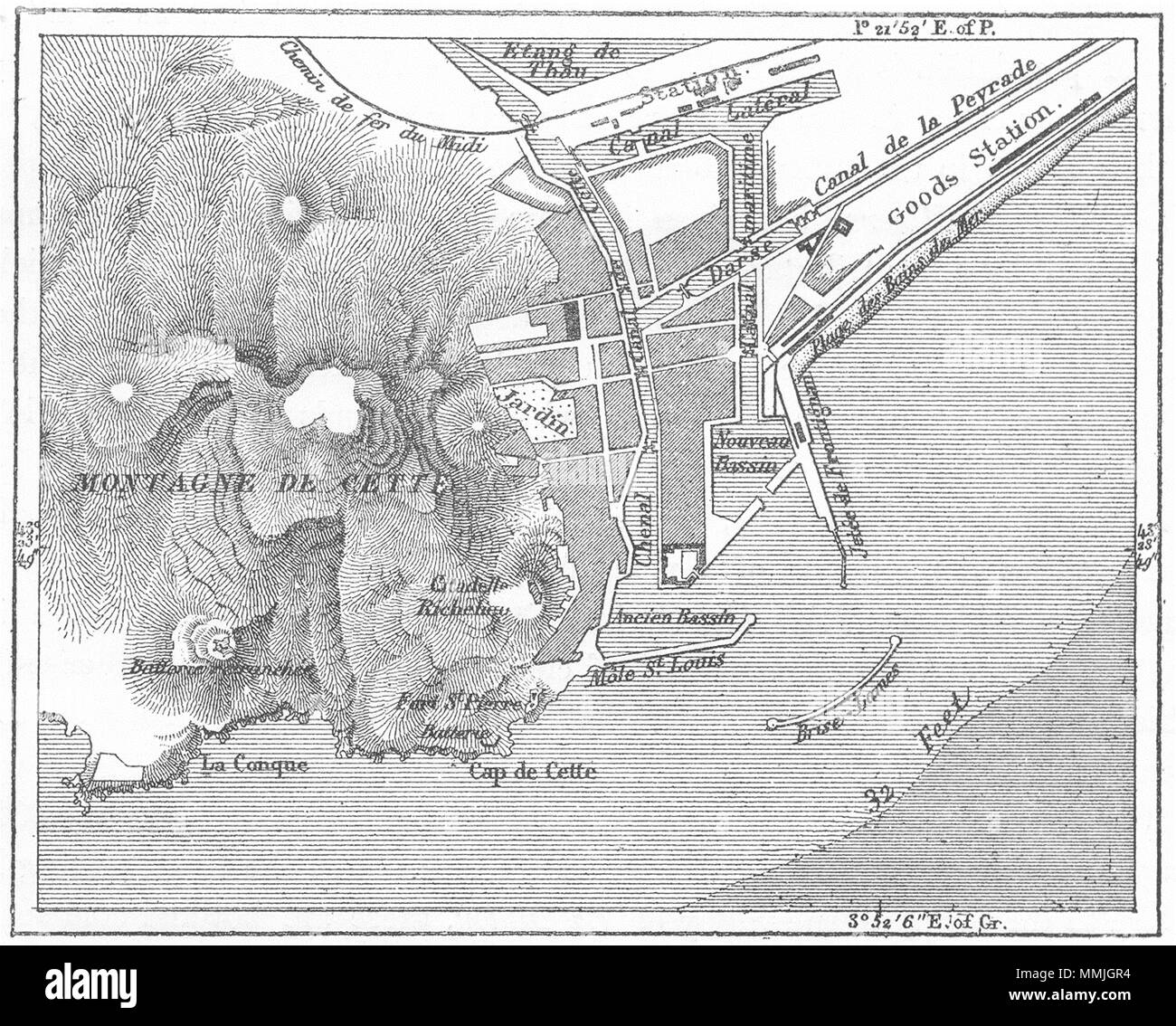 FRANCE. Harbour of Cette, sketch map c1885 old antique vintage plan ...
