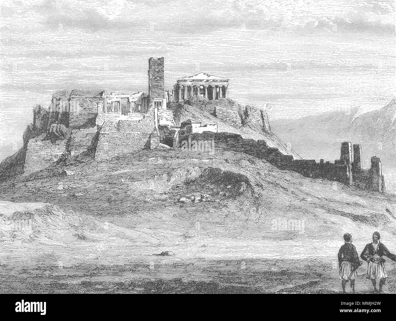 GREECE. Acropolis of Athens c1885 old antique vintage print picture ...