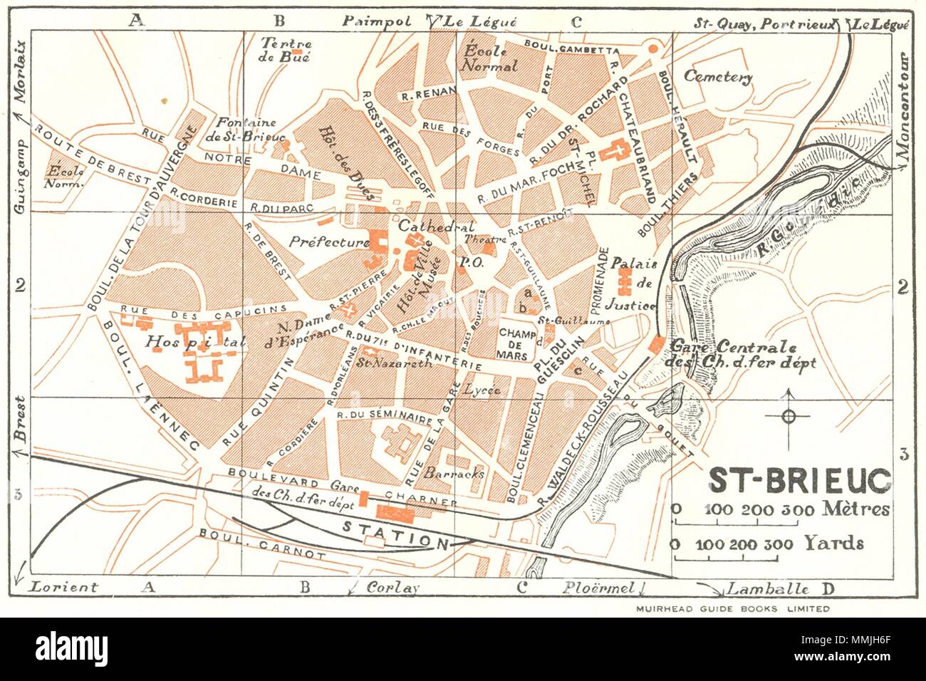 BRITTANY. Bretagne. St Brieuc 1928 old vintage map plan chart Stock ...