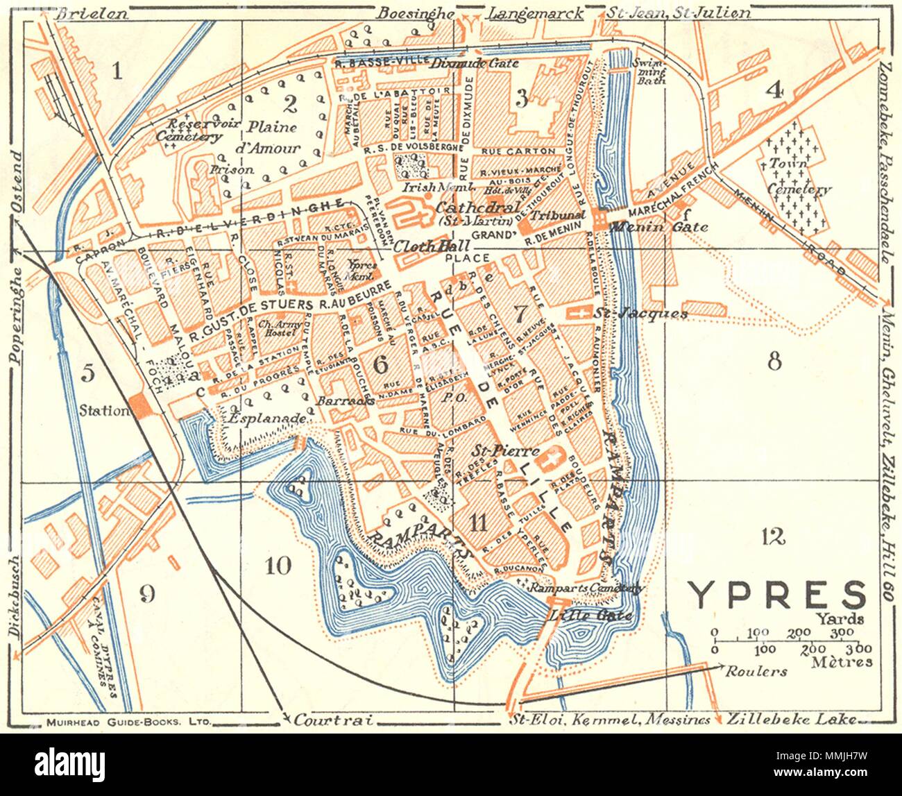 BELGIUM. Ypres 1929 old vintage map plan chart Stock Photo - Alamy