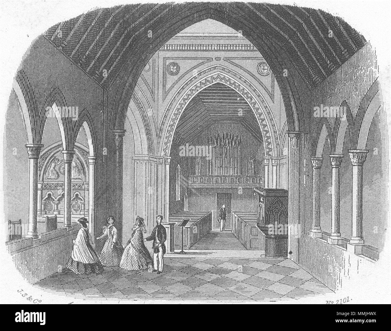 IOW. Whippingham Church Albert Memorial c1850 old antique print picture ...