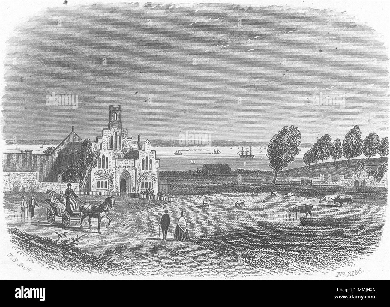 ISLE OF WIGHT. Quarr Abbey Ryde. IOW c1850 old antique vintage print ...