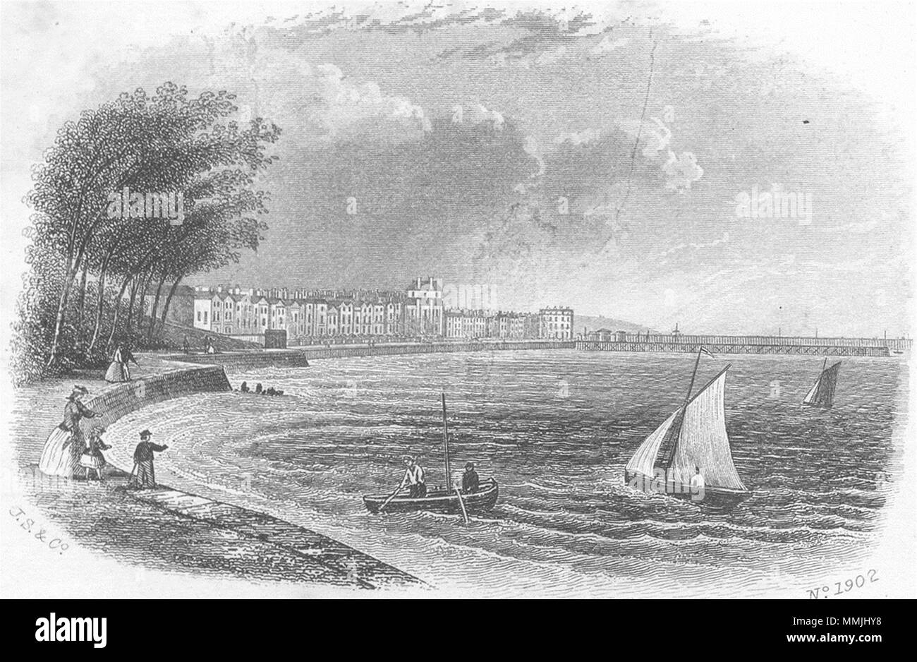 ISLE OF WIGHT. Ryde, from Appley Wood. IOW c1850 old antique print ...