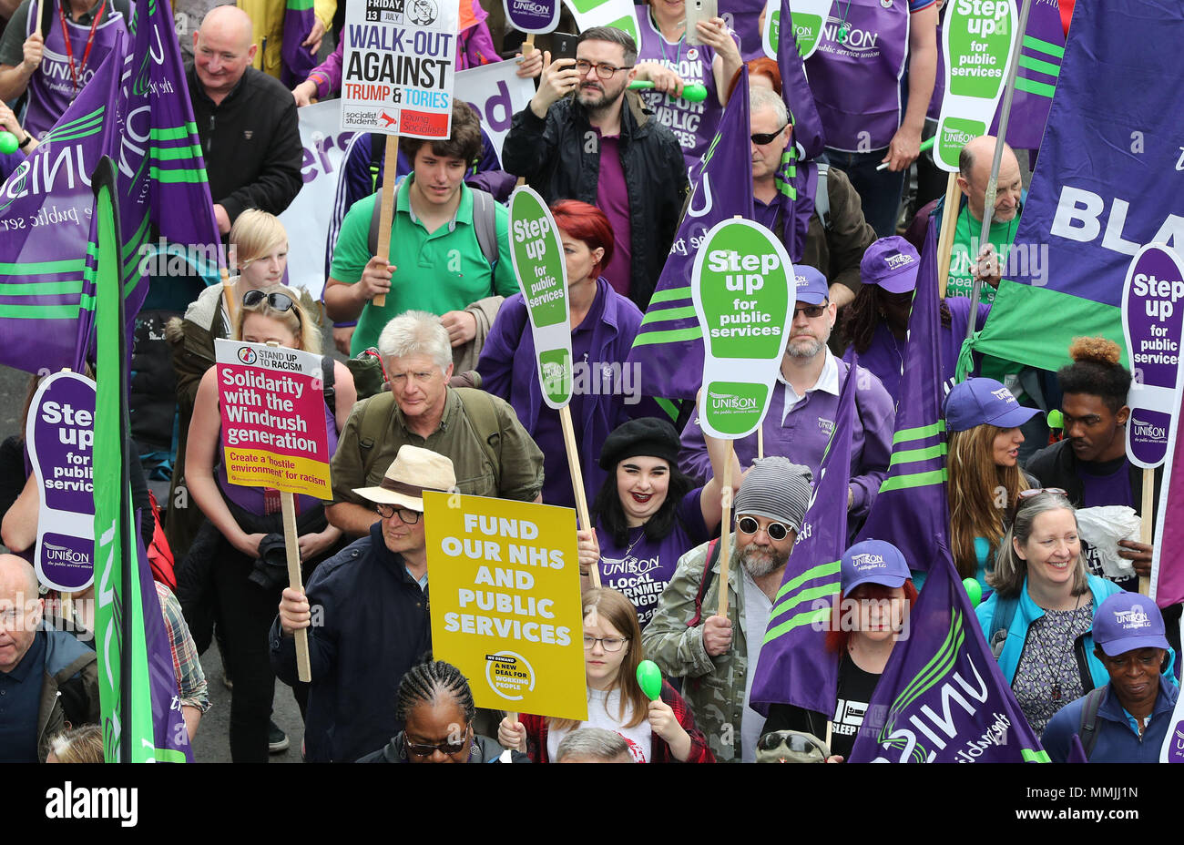Demonstrators during a tuc rally in central london hi-res stock ...