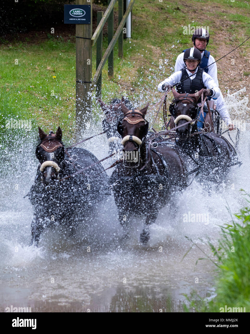 A competitor takes in the water obstacles during the Royal Windsor ...