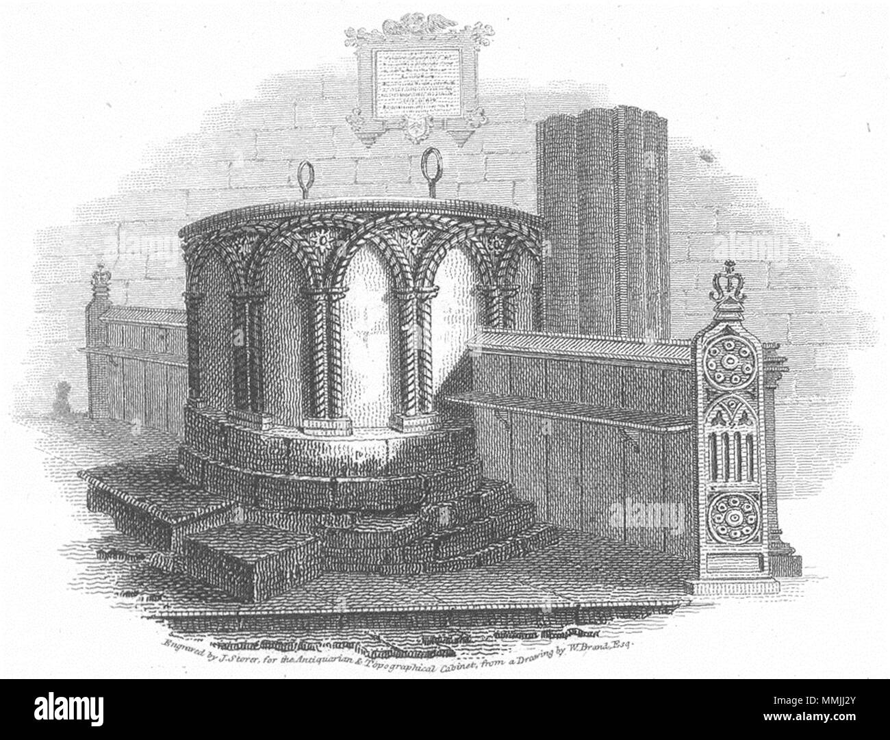 LINCS. Fonts, Silk Willoughby Lincolnshire 1808 old antique print ...