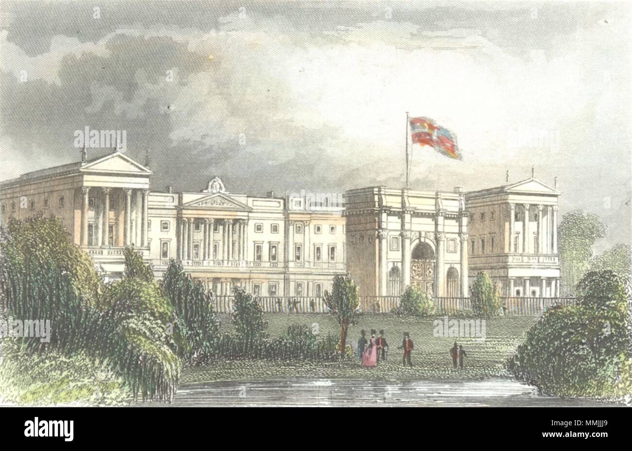 LONDON. Buckingham Palace & Marble Arch 1835 old antique vintage print ...