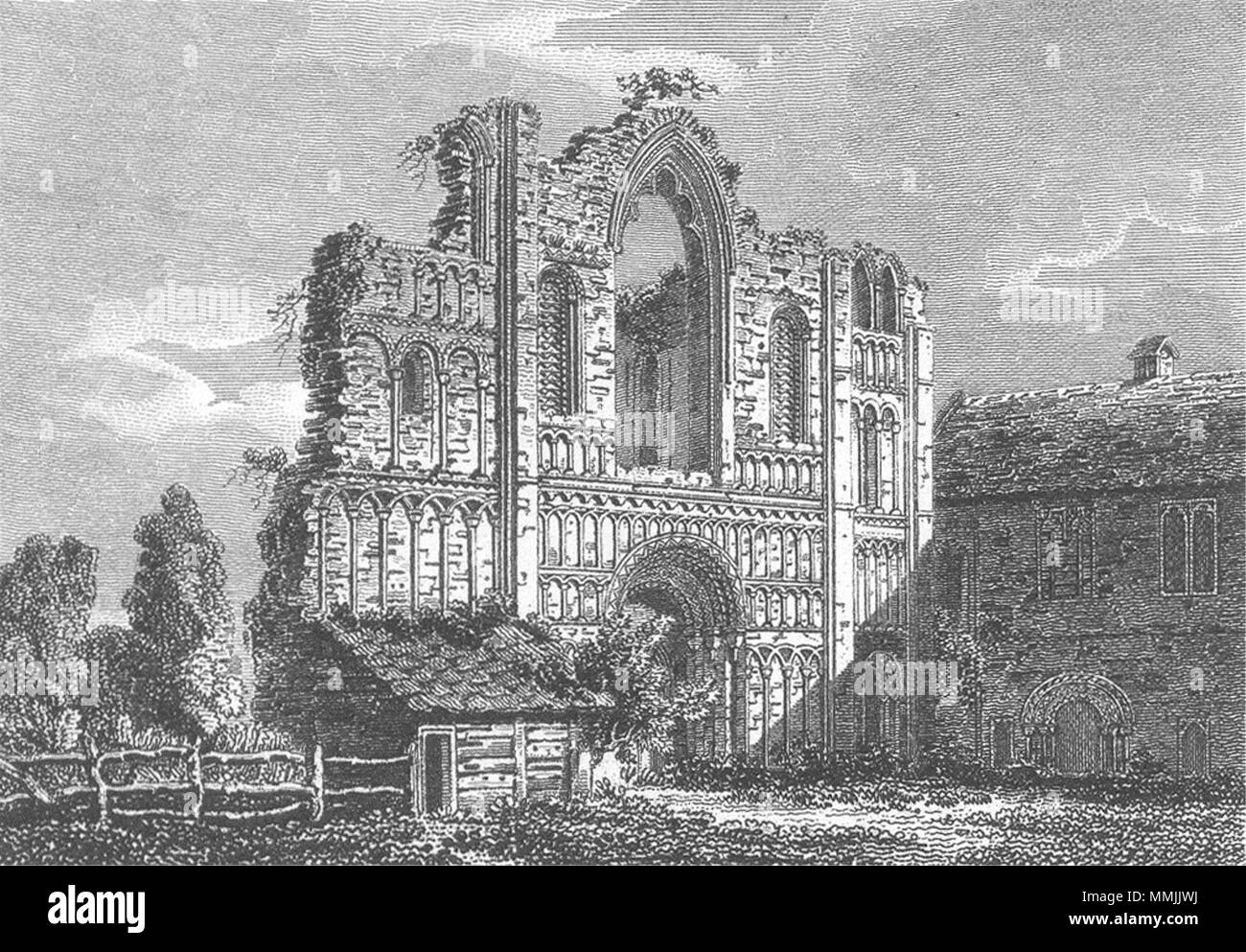 NORFOLK. Remains, Castle acre Priory 1808 old antique vintage print ...