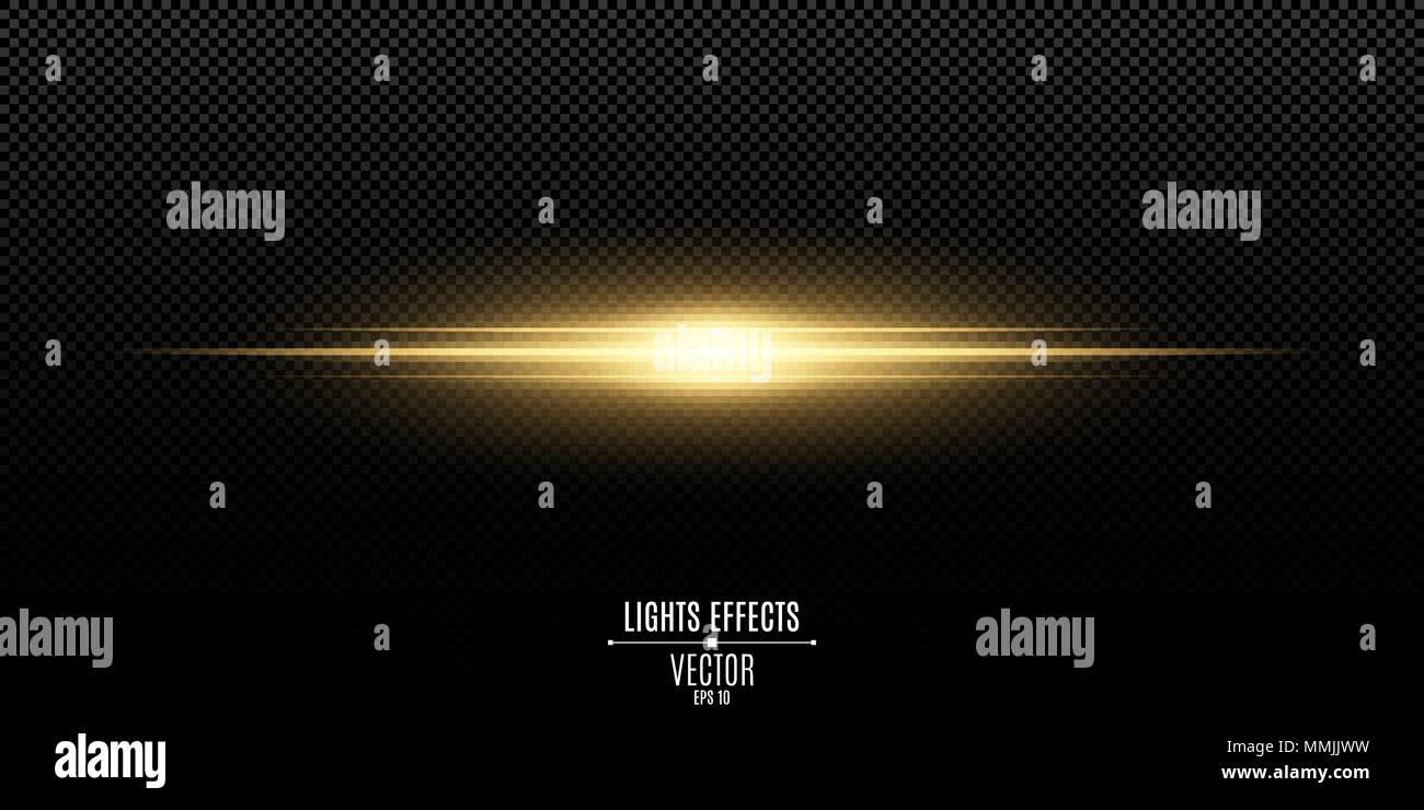 Abstract magic stylish light effect on a transparent background. Gold ...