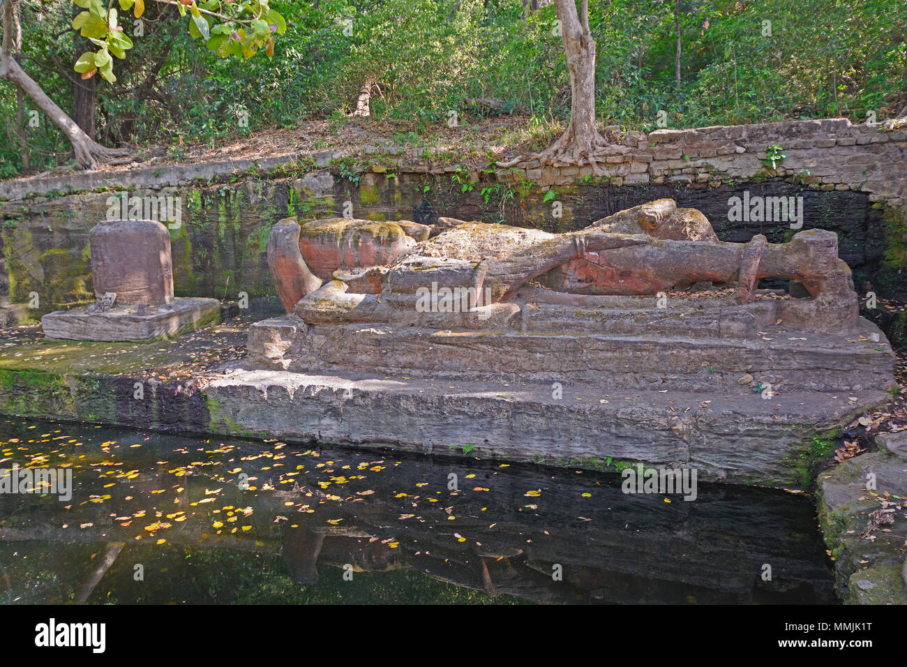 Reclining Vishnu Statue in the Wilderness in Bandhavgarh National park ...