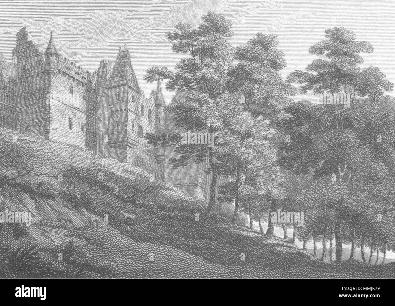 SCOTLAND. Darnaway Castle 1805 old antique vintage print picture Stock ...