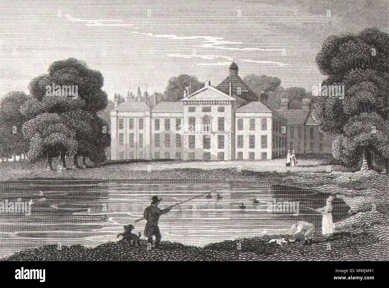 Kensington Palace, London. Antique engraved print 1817 old Stock Photo ...
