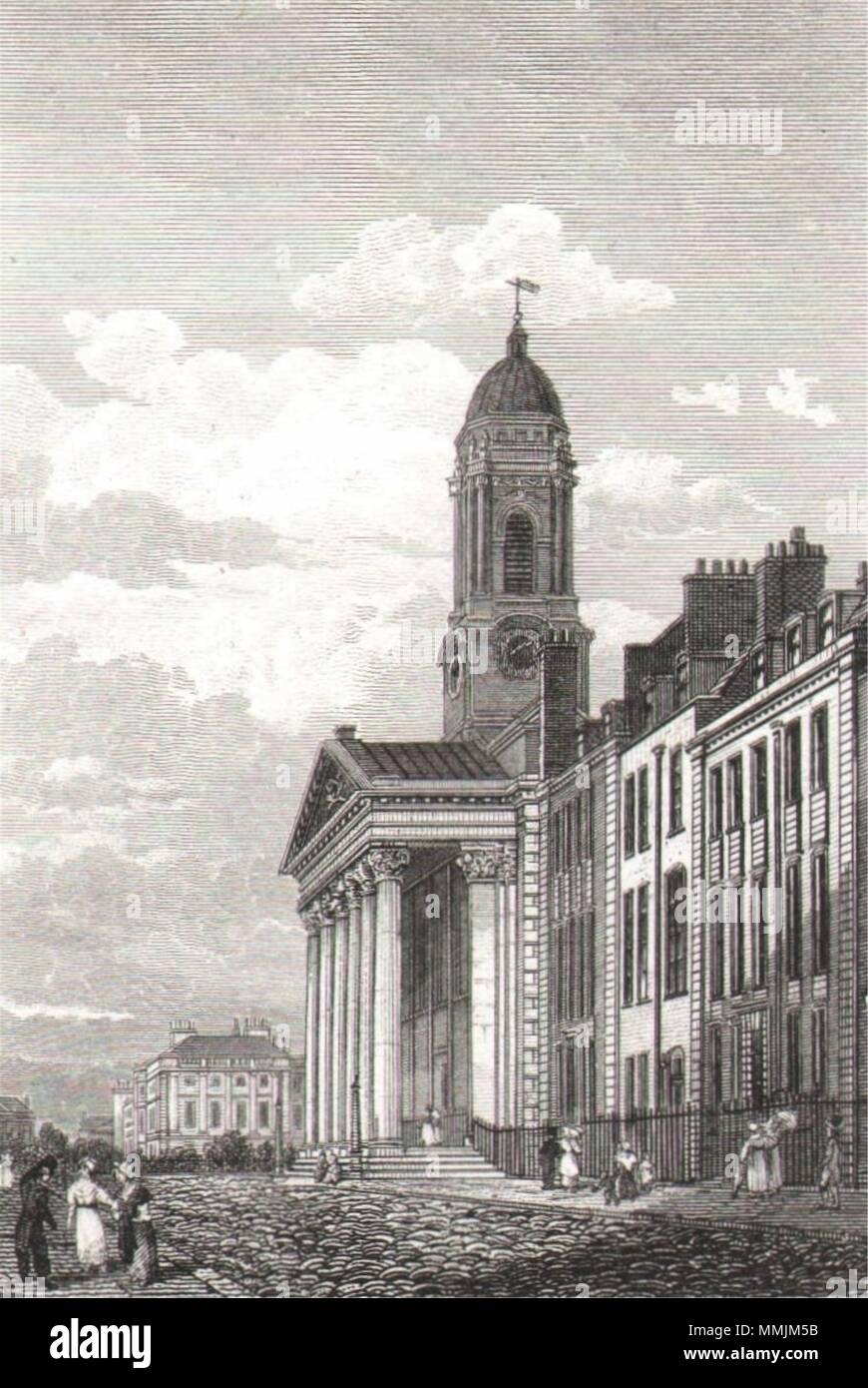 St George's, Hanover Square, London. Antique engraved print 1817 old ...