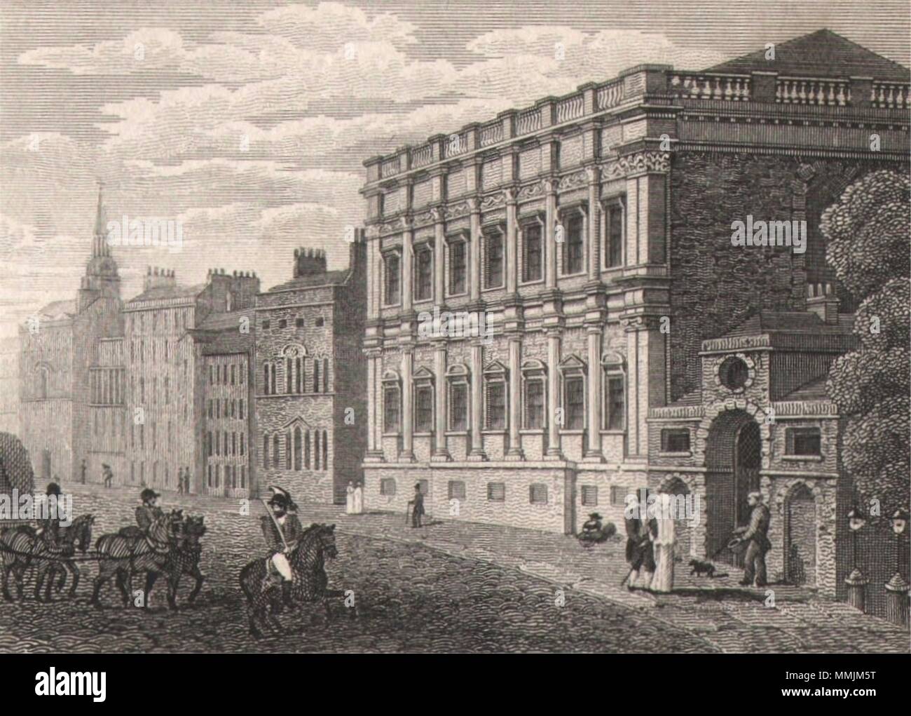 Whitehall, London. Antique engraved print 1817 old picture Stock Photo ...