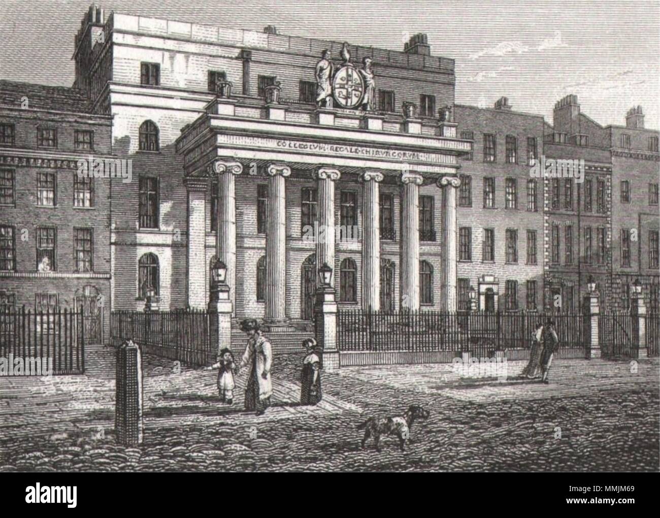 Surgeons' Hall, London. Antique engraved print 1817 old picture Stock ...