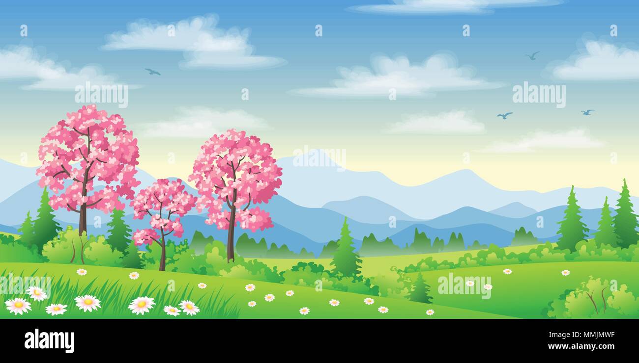 Spring blossom trees tree Stock Vector Images - Alamy