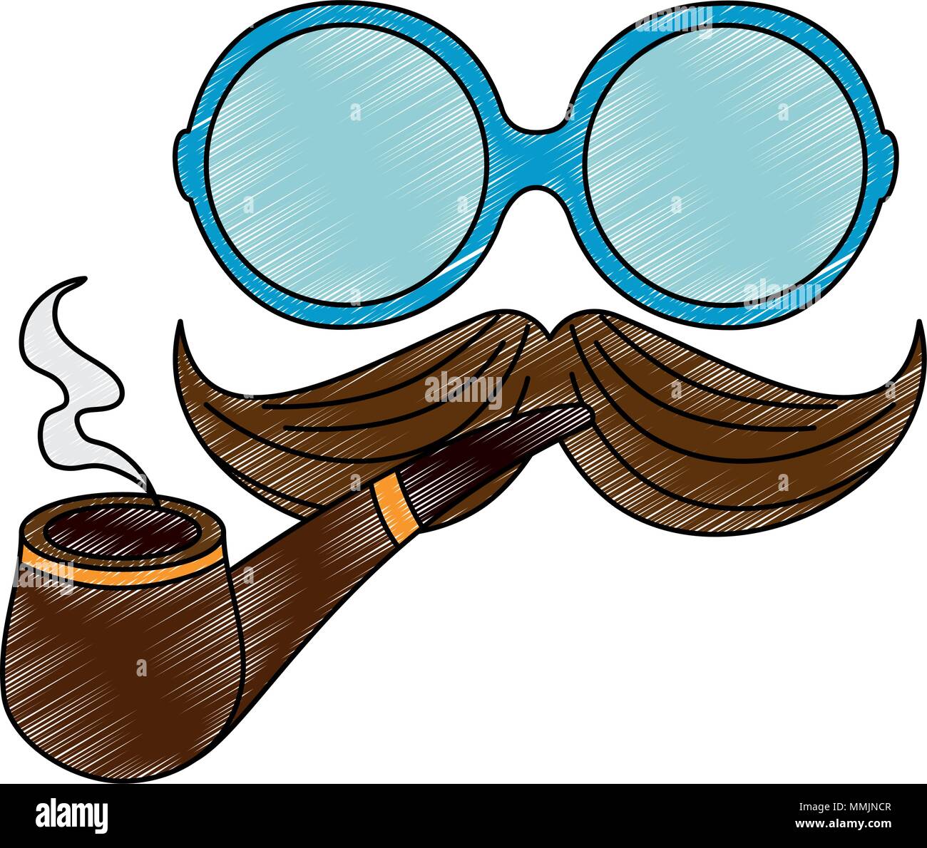 glasses and mustache with pipe wooden hipster style Stock Vector Image ...