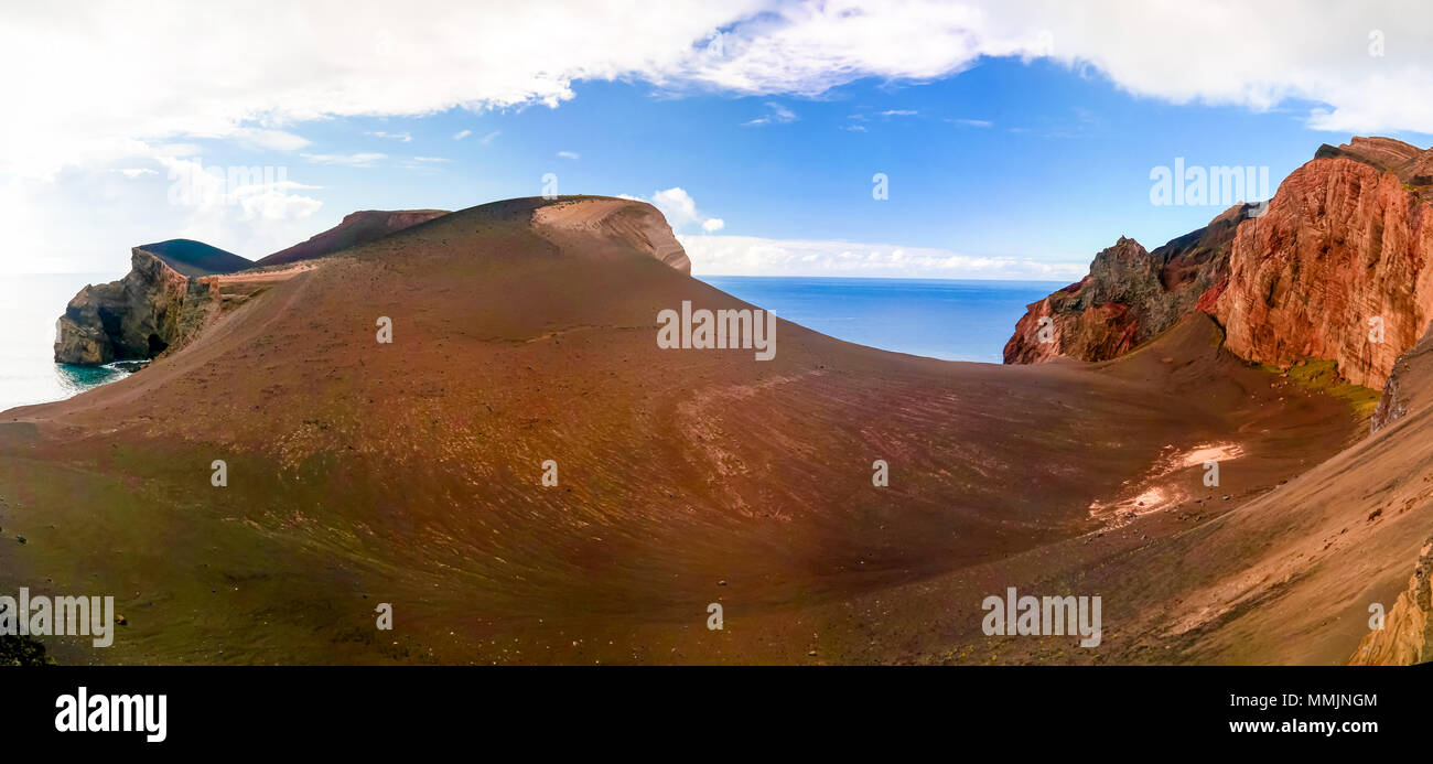 Landscape to Capelinhos volcano caldera at Faial, Azores, Portugal ...